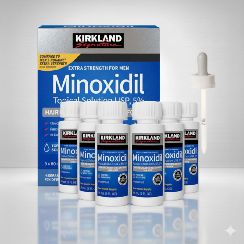 Minoxidil 5% Kirkland | – 1 à 6 Mois – Traitement Anti-Chute Cheveux